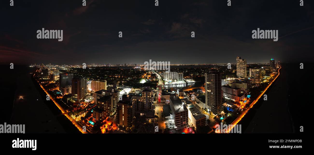 Aerial miami beach night hi-res stock photography and images - Alamy