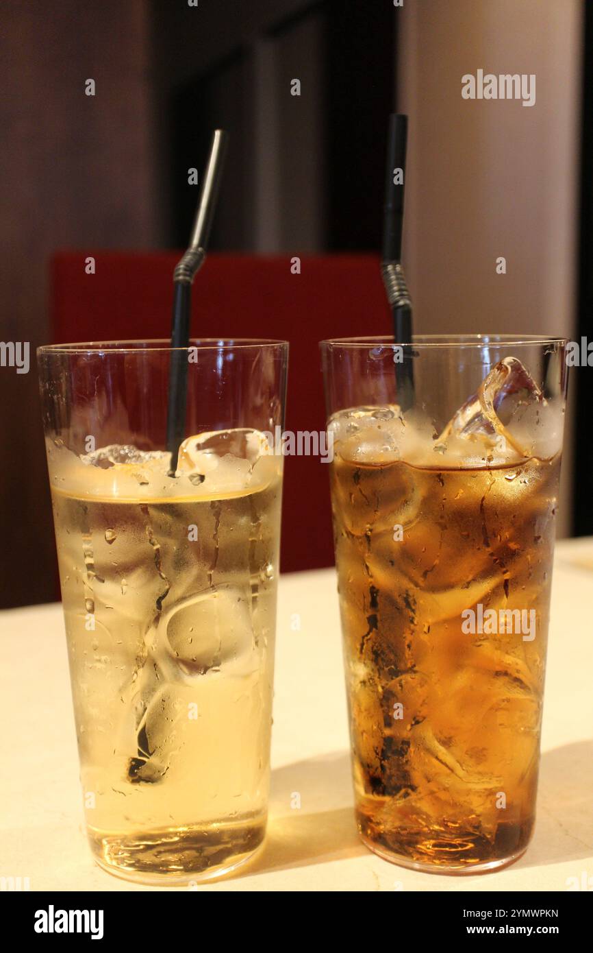 Two types of iced ginger ale Stock Photo - Alamy
