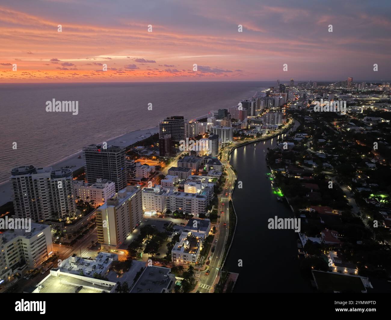 Sunrise over Miami Beach, Florida – A Stunning Coastal Cityscape Stock ...