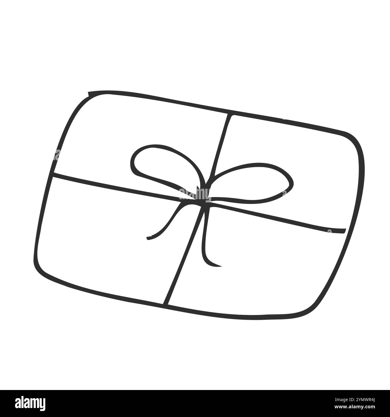 Present box continuous editable line vector illustration. Wrapped ...