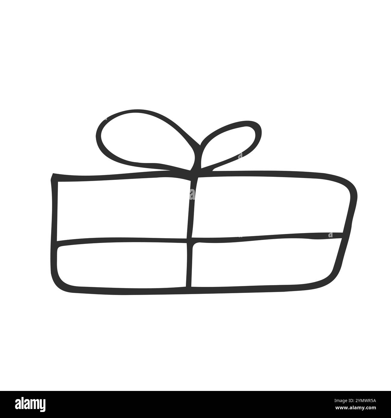 Present box continuous editable line vector illustration. Wrapped ...
