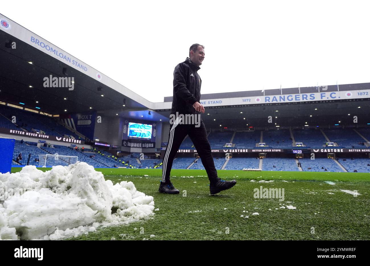 Referee Don Robertson after checking the pitch and VAR setup ahead of ...
