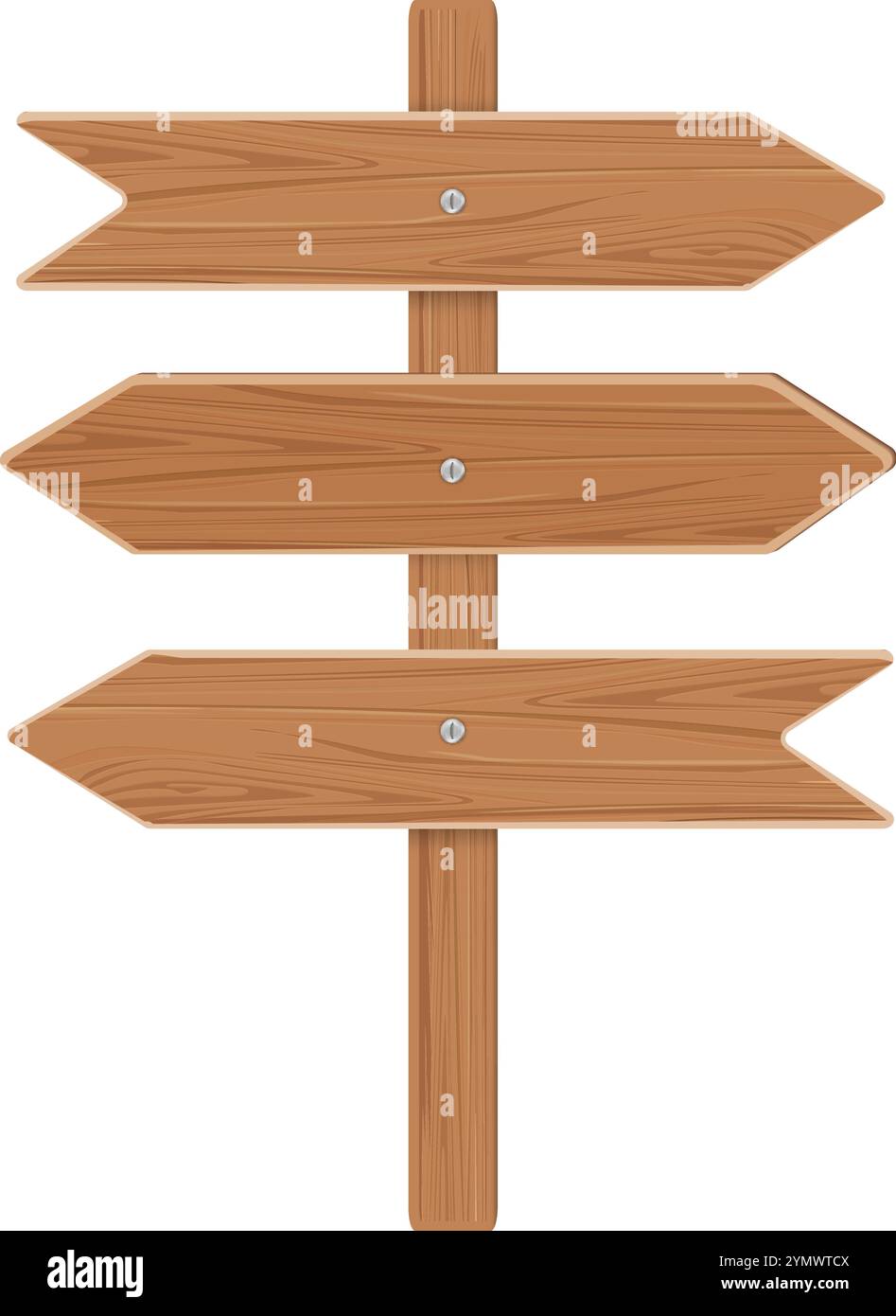 Direction signboard with realistic wood texture. Vintage post Stock ...