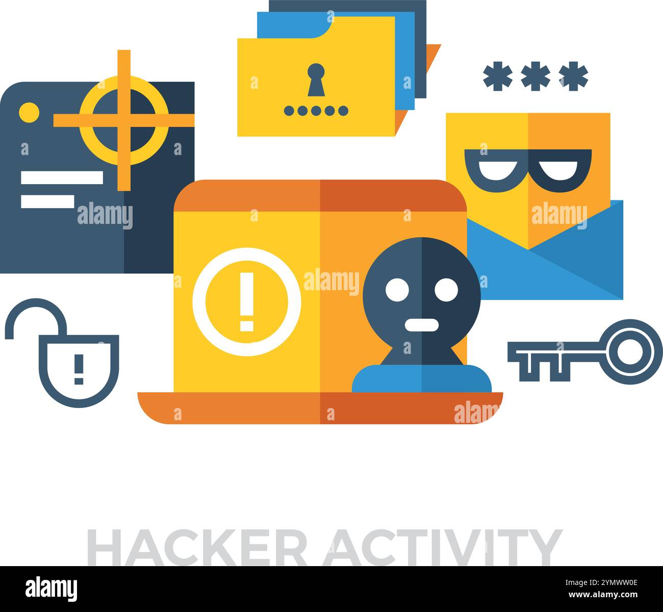 Hacker activity color icon. Cyber security concept Stock Vector Image ...