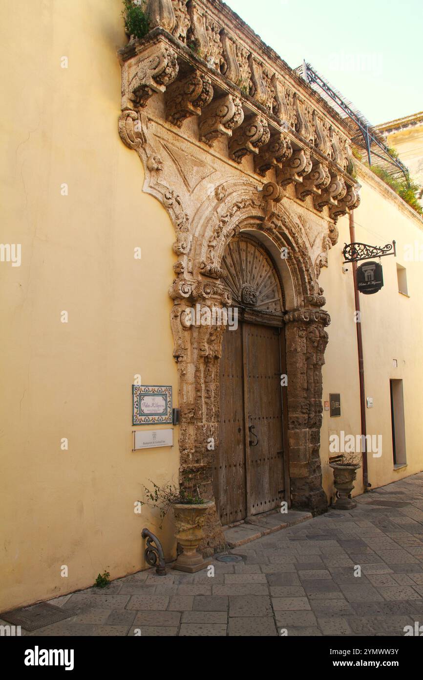 Beautiful old portal in the historical center of Nardò, Italy Stock ...