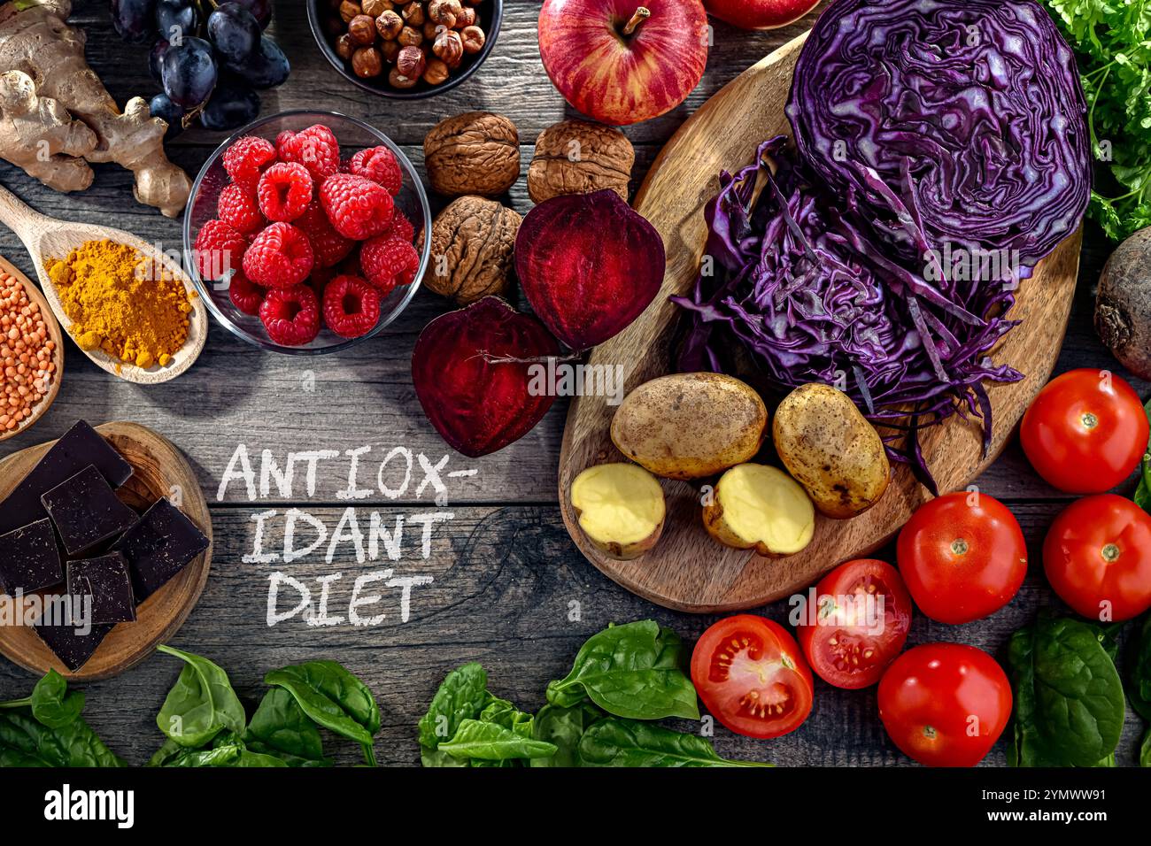 Foods rich in antioxidants. Healthy diet Stock Photo - Alamy