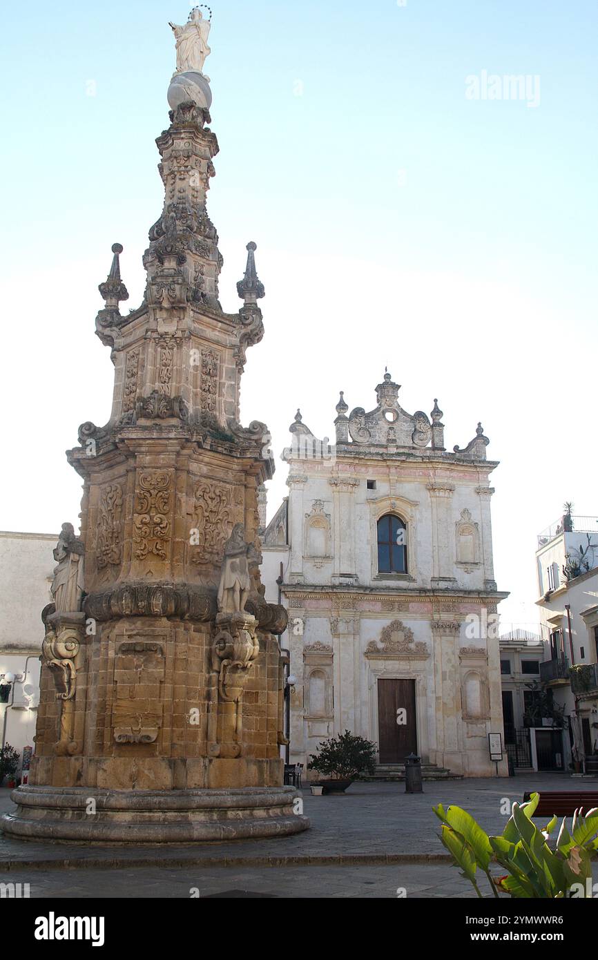 Nardò, Italy. The 18th century column (Guglia dell'Immacolata) and ...