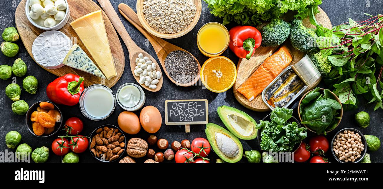 Food products recommended for osteoporosis and healthy bones Stock ...