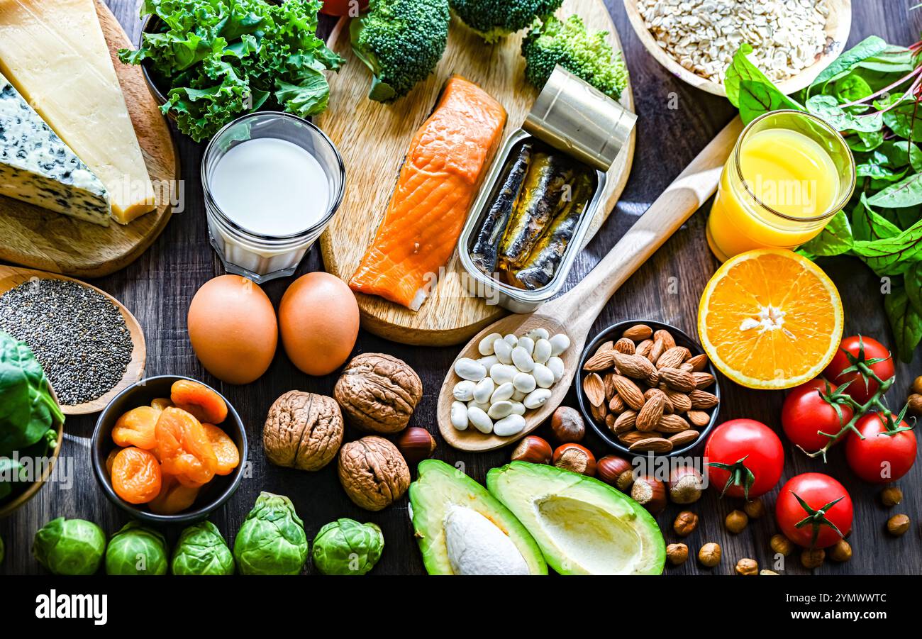 Food products recommended for osteoporosis and healthy bones Stock ...