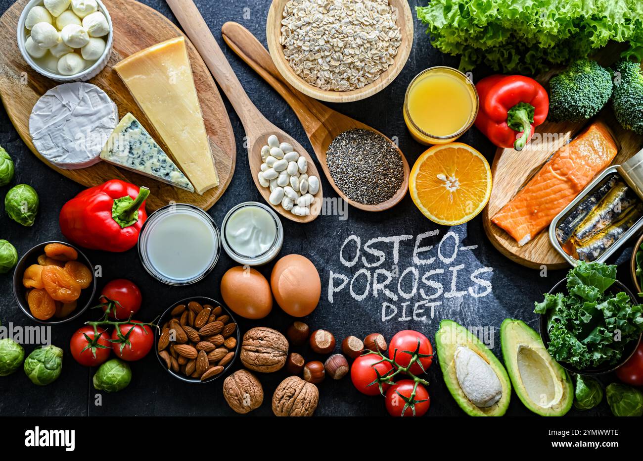Food products recommended for osteoporosis and healthy bones Stock ...