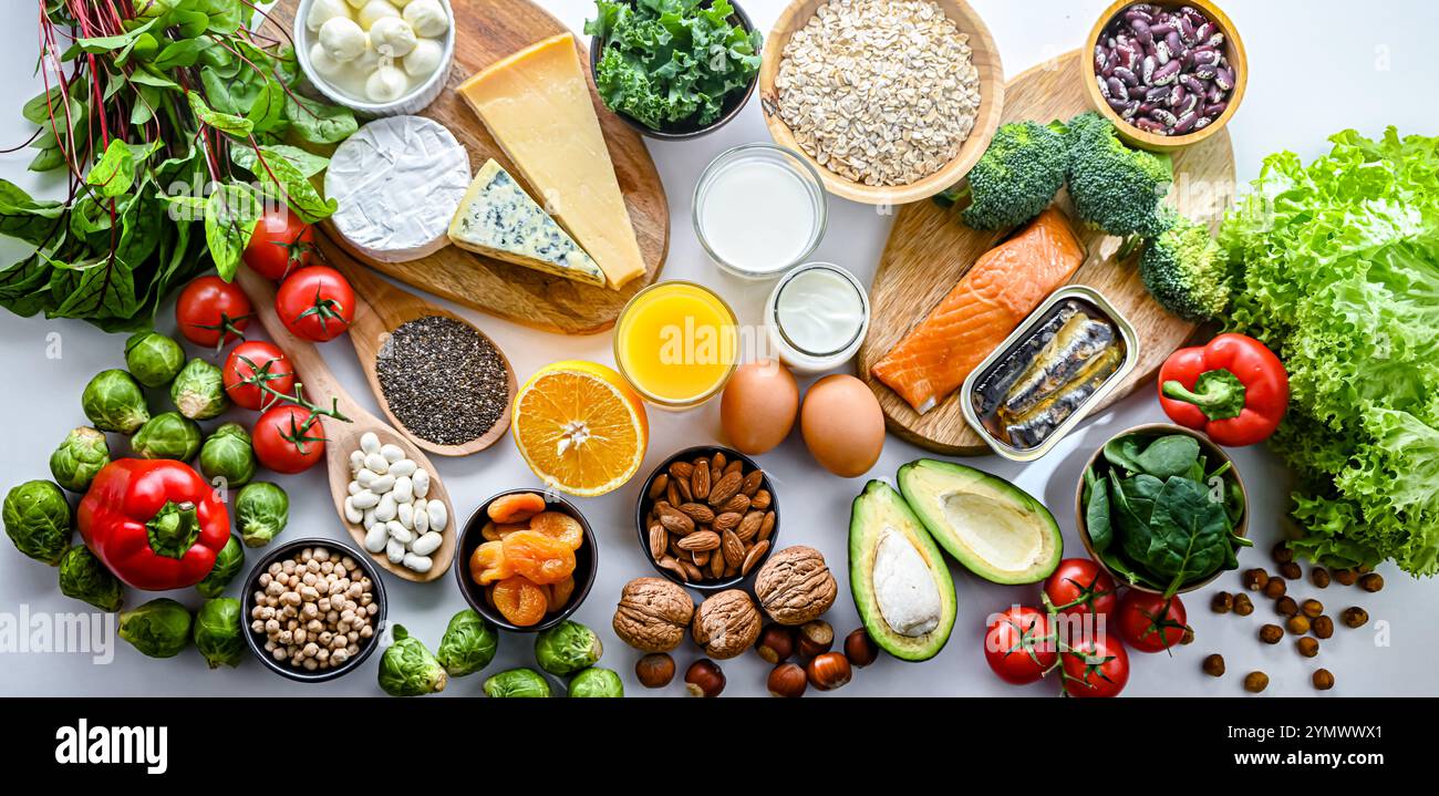 Food products recommended for osteoporosis and healthy bones Stock ...