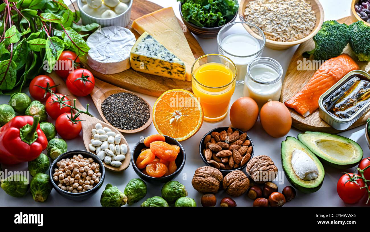 Balanced diet healthy food products hi-res stock photography and images ...