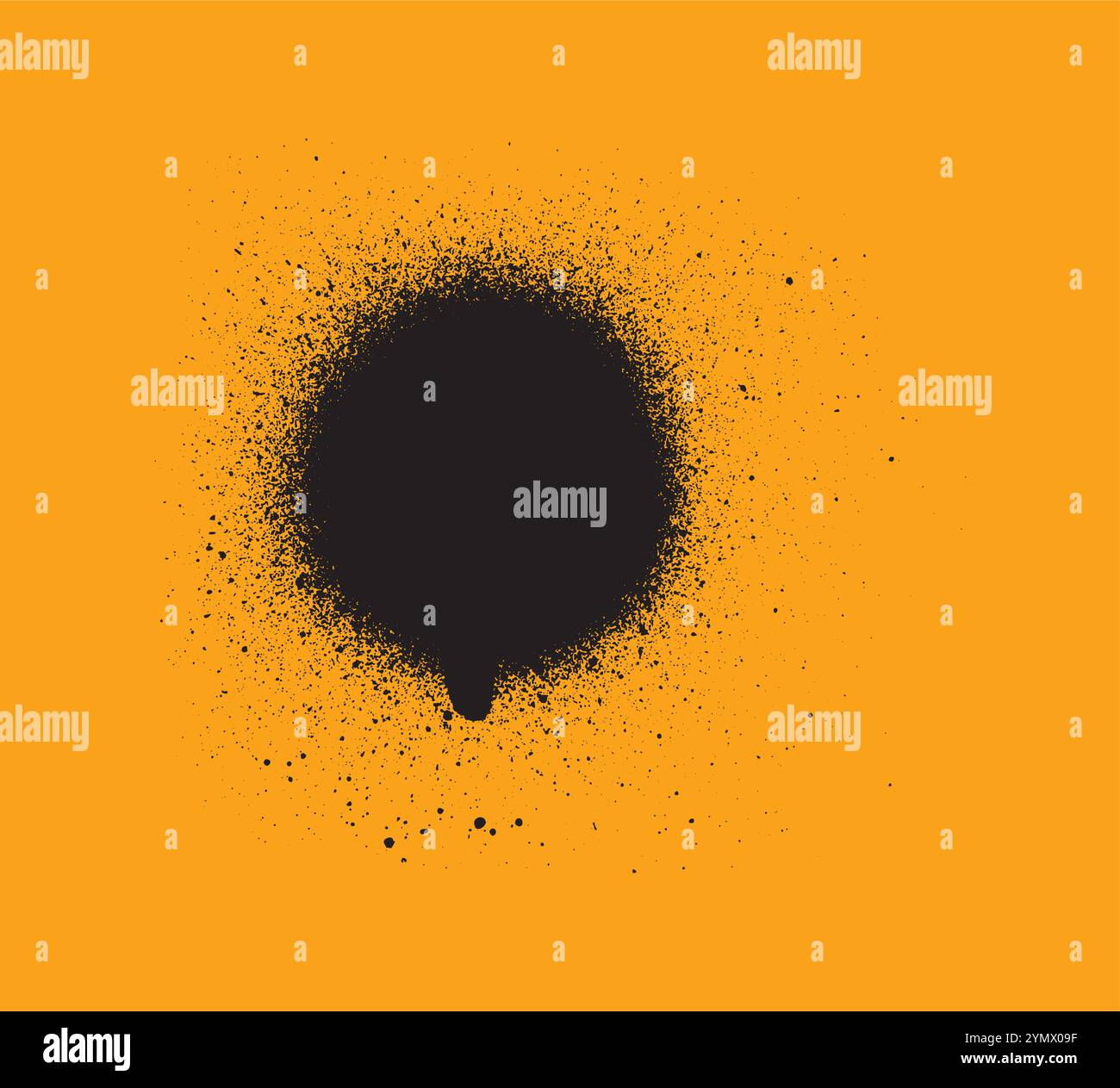 Black spray paint circle with dripping effect on white background Stock ...