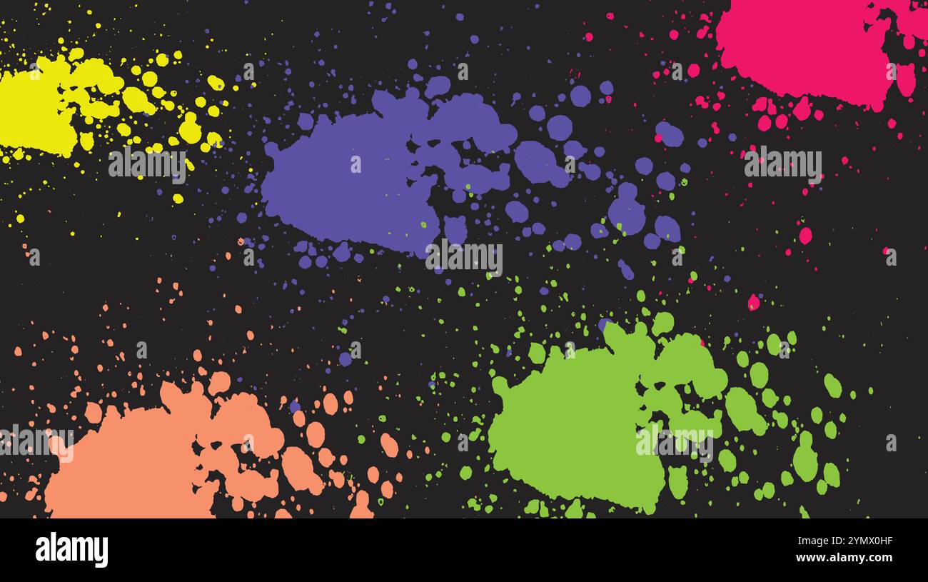 Colorful paint splattering on black background Stock Vector Image & Art ...