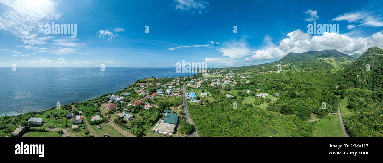 Sandy Point Town, Charles Fort, Volcano, overlooking Oranjestad in the ...