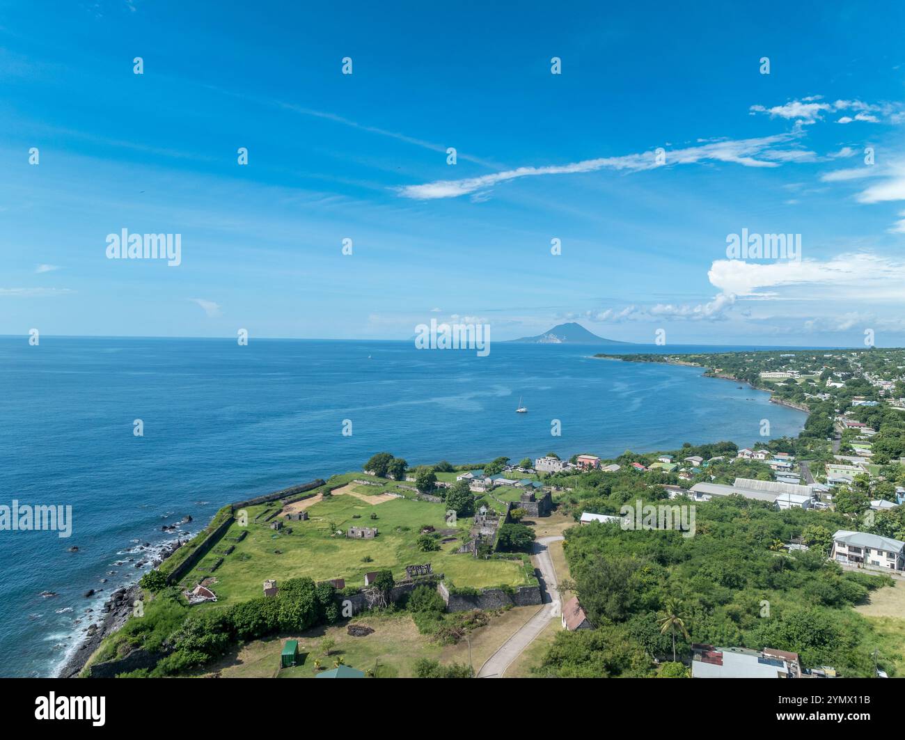 Aerial view of Charles fort in Sandy Point Town St Kitts and Nevis ...