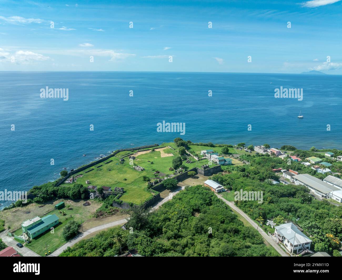Aerial view of Charles fort in Sandy Point Town St Kitts and Nevis ...