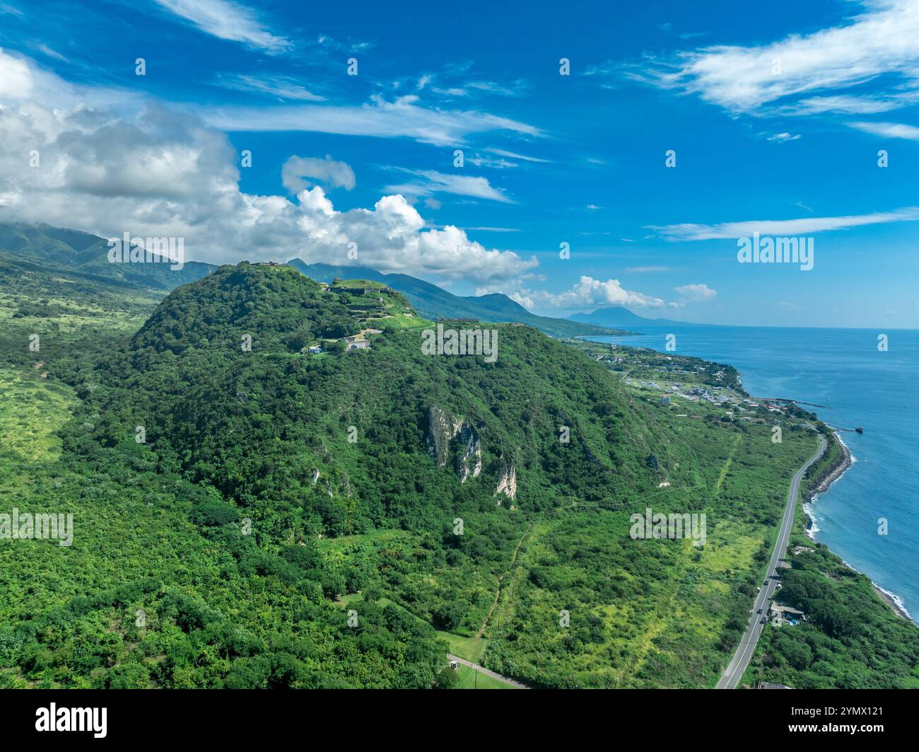Aerial view of Brimstone Hill Fort British military stronghold with ...