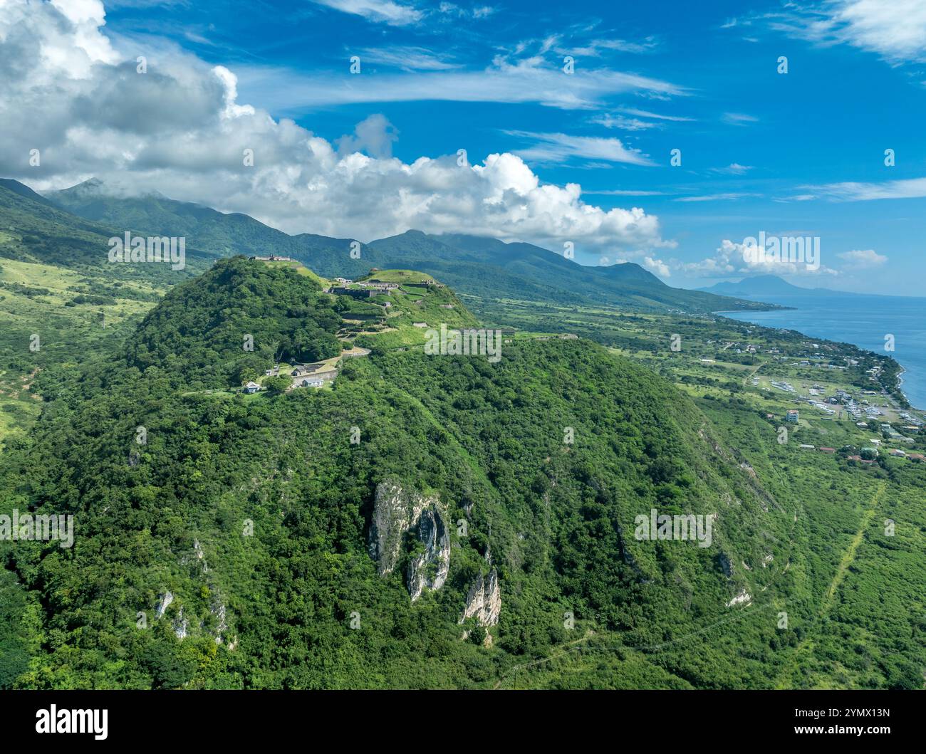Aerial view of Brimstone Hill Fort British military stronghold with ...