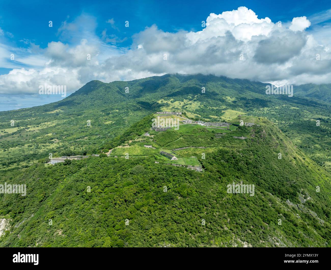Aerial view of Brimstone Hill Fort British military stronghold with ...