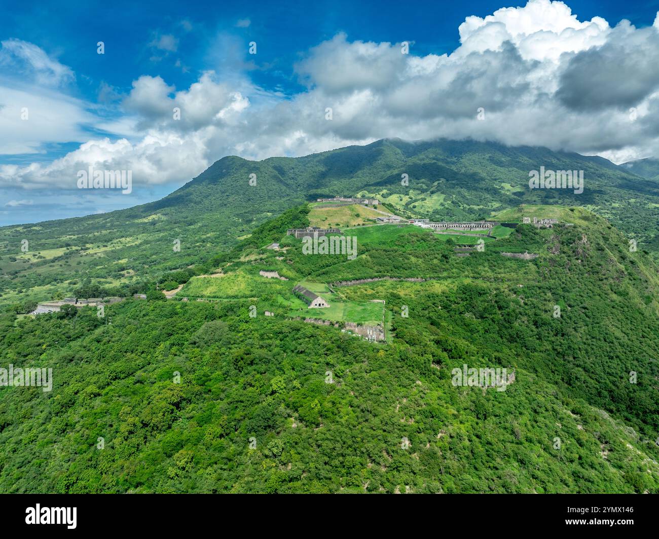 Aerial view of Brimstone Hill Fort British military stronghold with ...