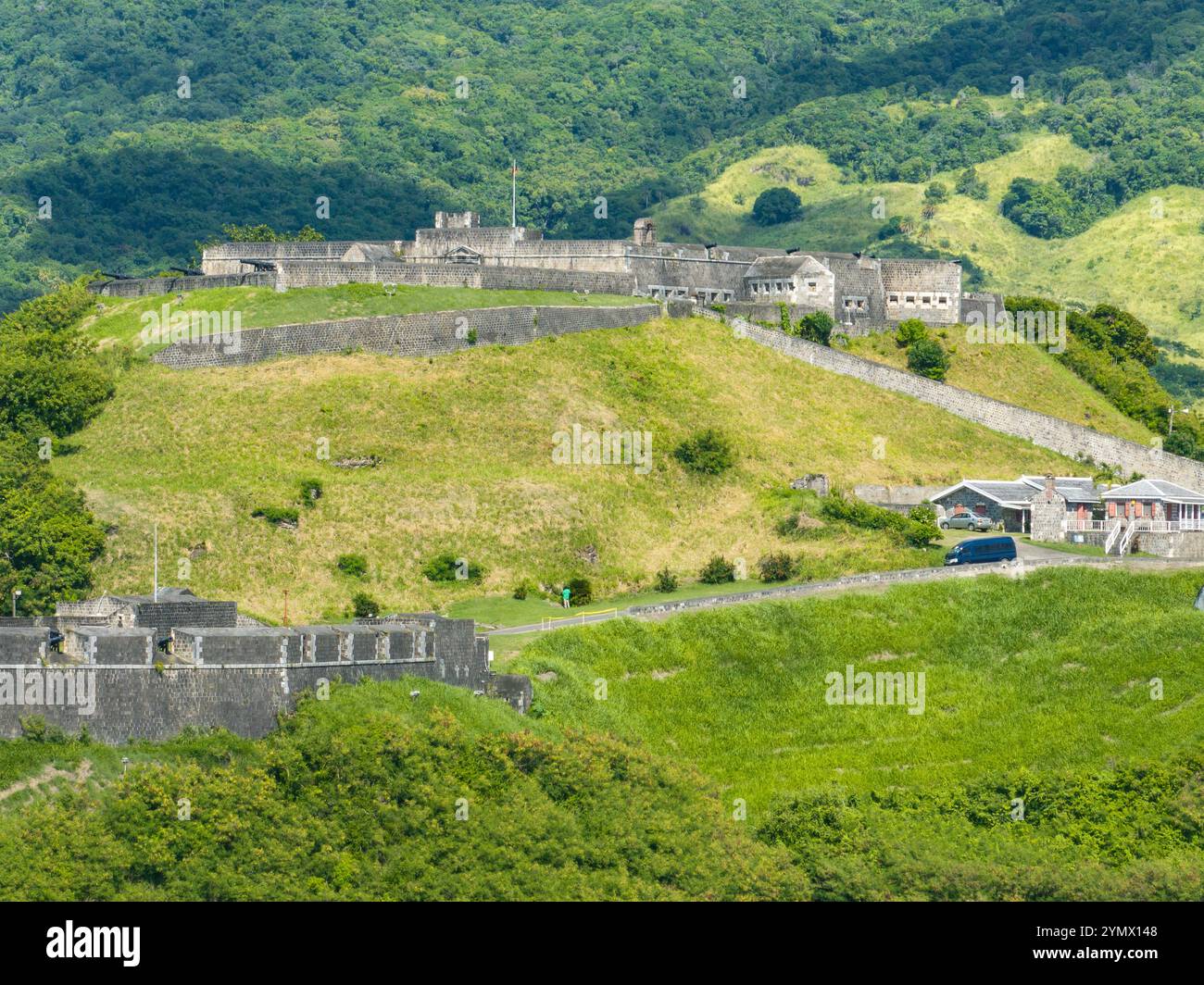 Aerial view of Brimstone Hill Fort British military stronghold with ...