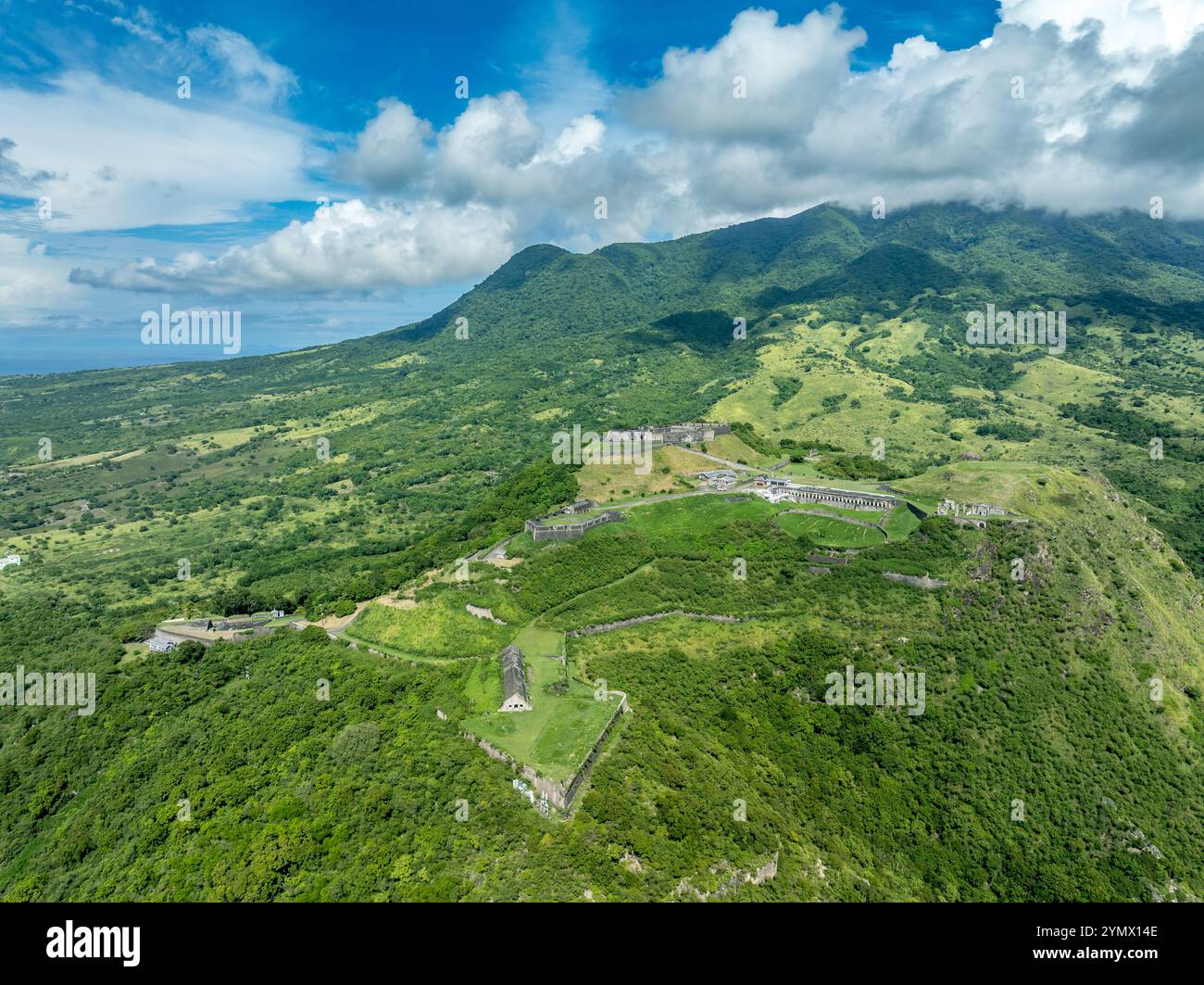 Aerial view of Brimstone Hill Fort British military stronghold with ...
