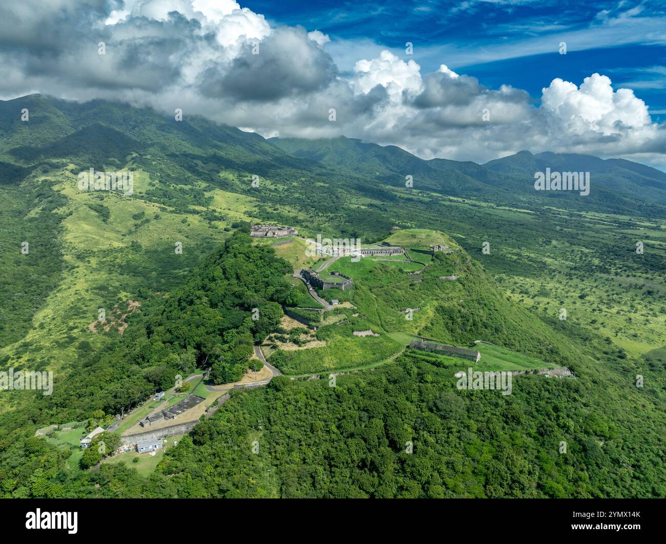 Aerial view of Brimstone Hill Fort British military stronghold with ...