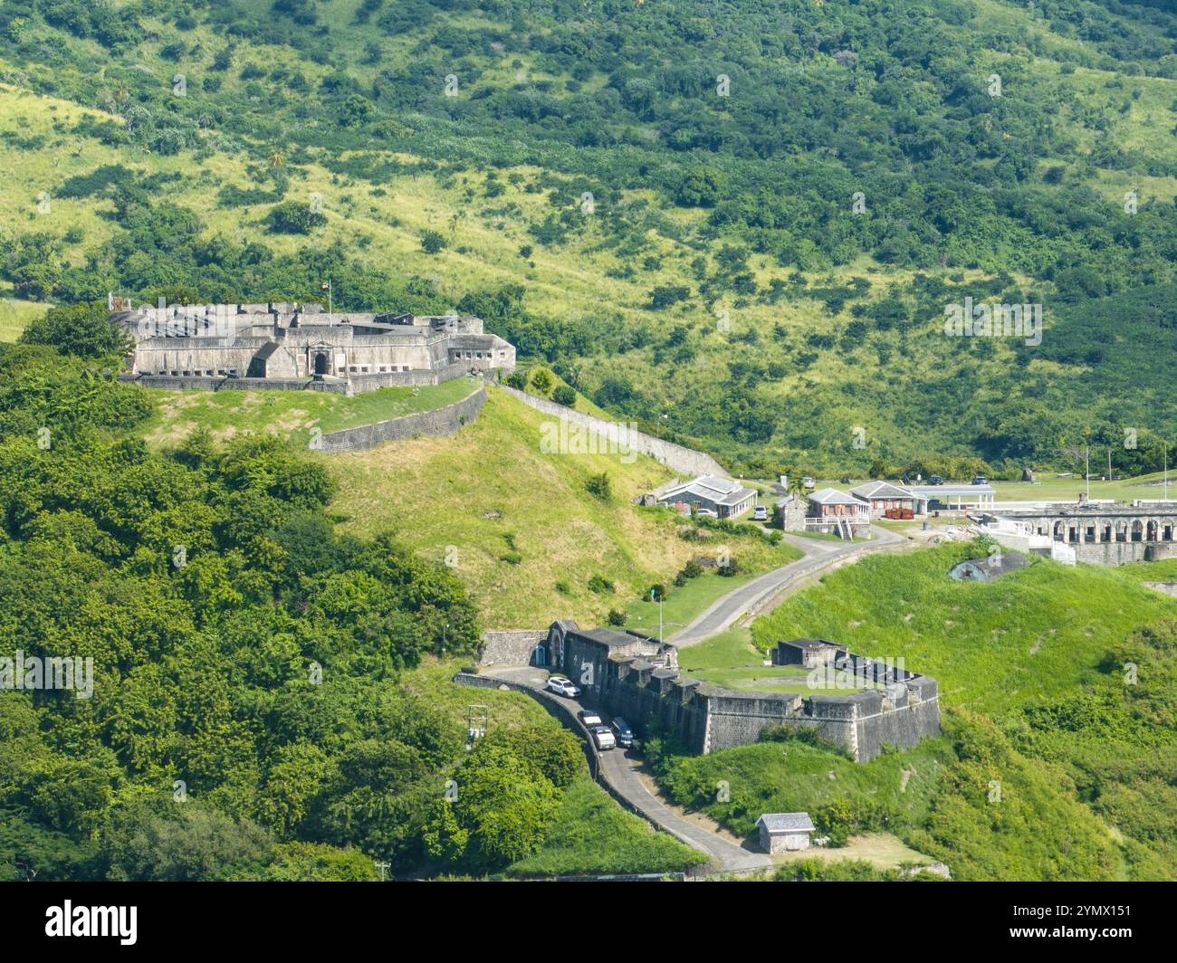 Aerial view of Brimstone Hill Fort British military stronghold with ...