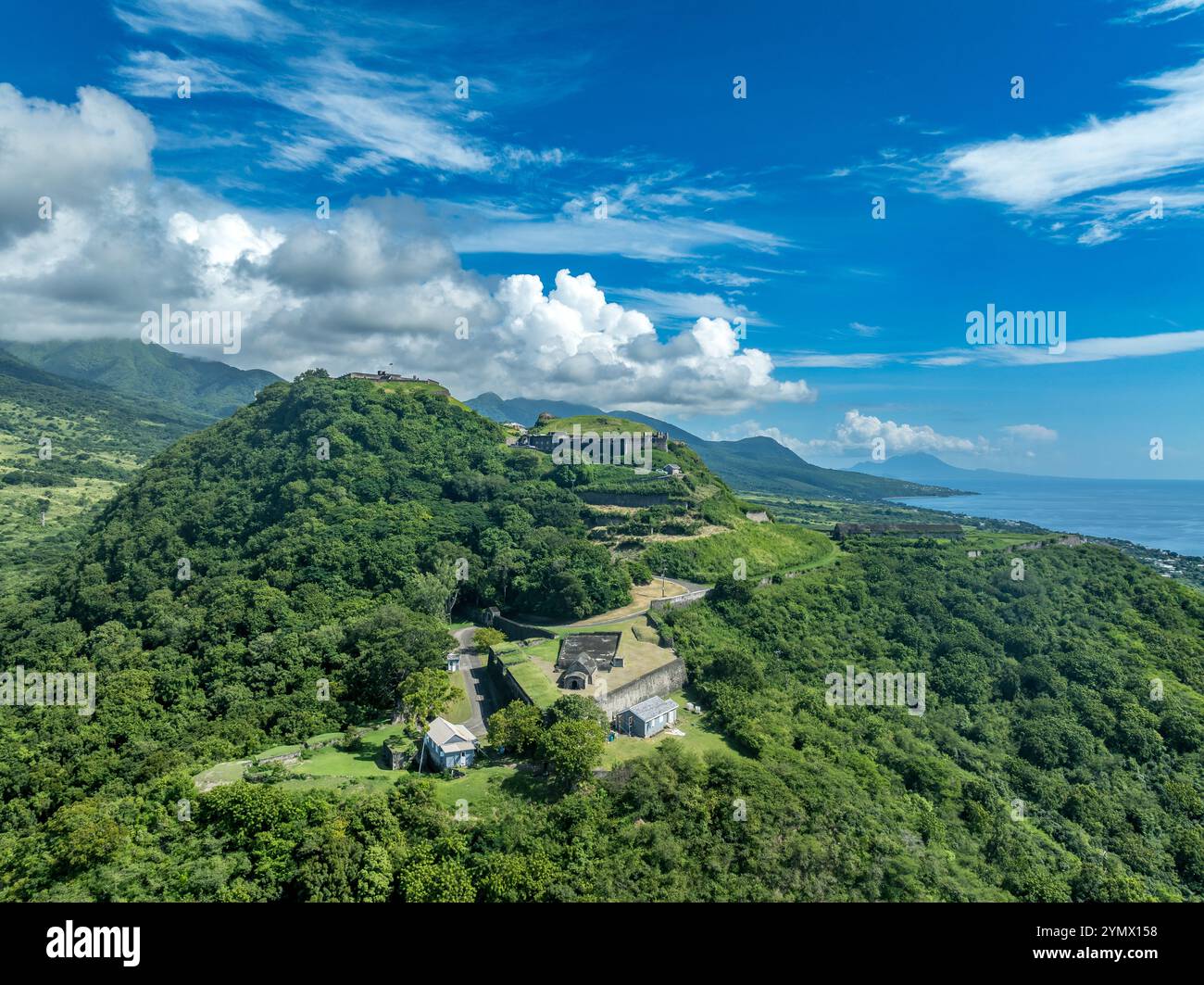 Aerial view of Brimstone Hill Fort British military stronghold with ...
