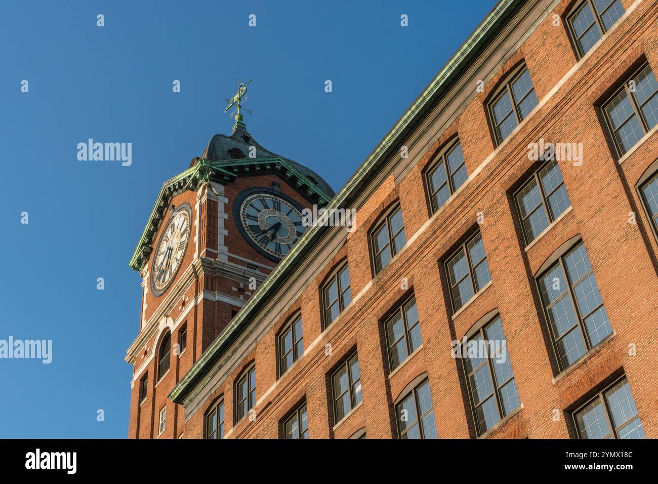 Iconic Ayer Mill clock tower and nineteenth century brick mill building ...