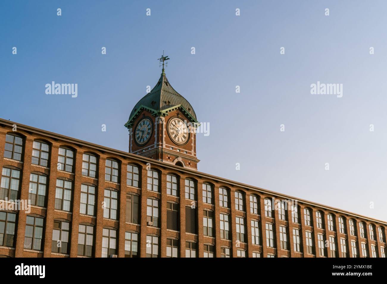 Iconic Ayer Mill clock tower and nineteenth century brick mill building ...