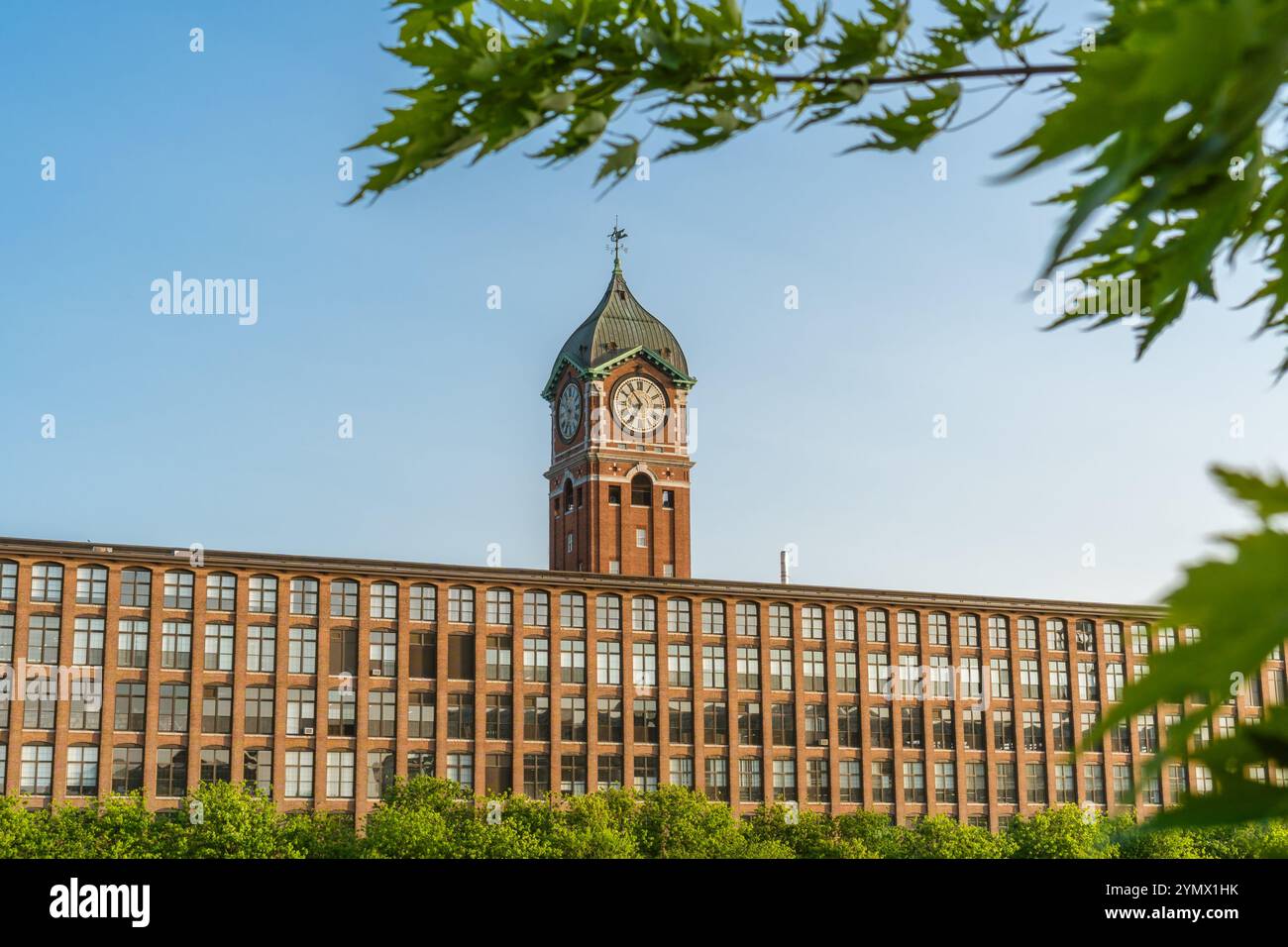 Iconic Ayer Mill clock tower and nineteenth century brick mill building ...