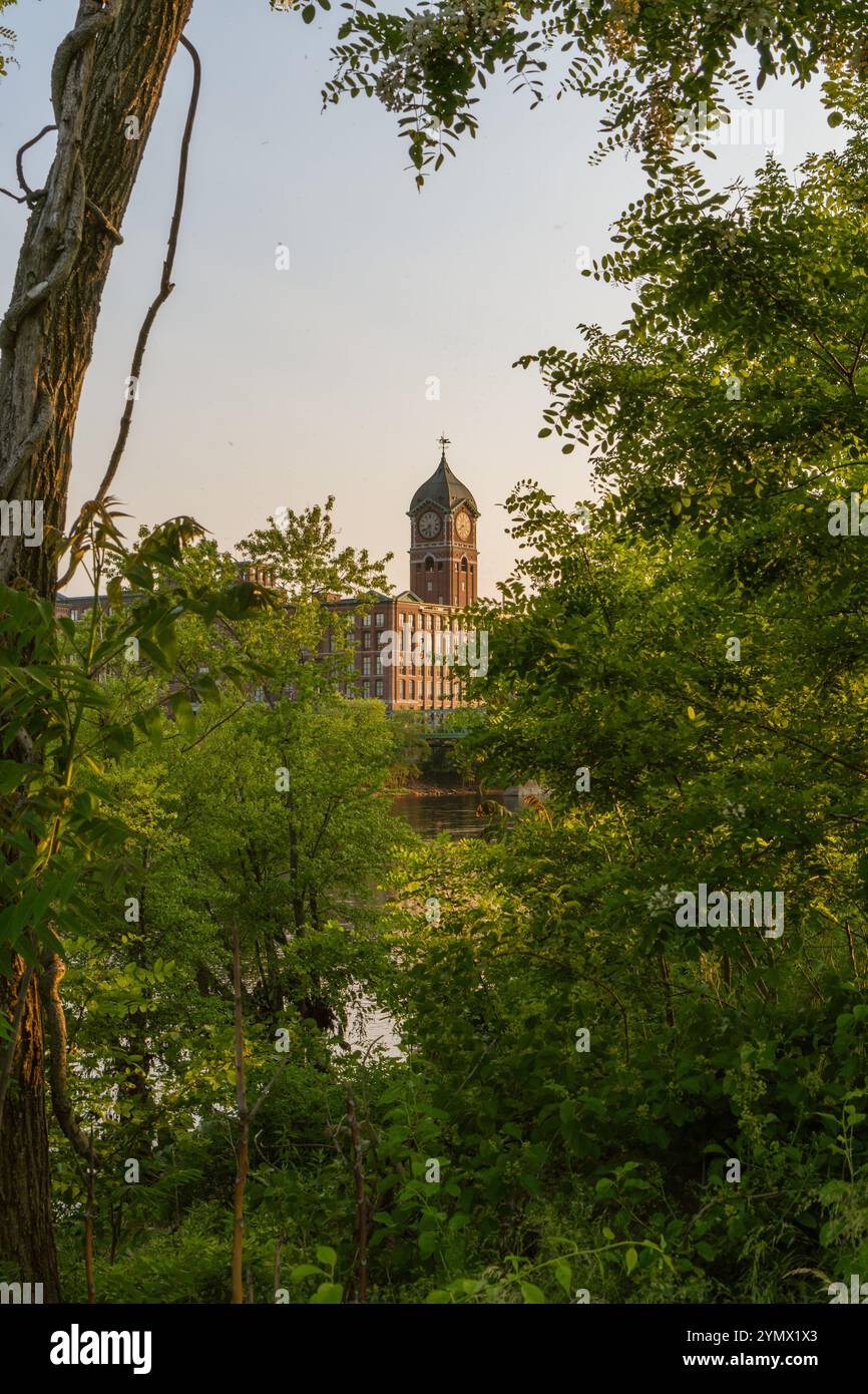 Iconic Ayer Mill clock tower and nineteenth century brick mill building ...