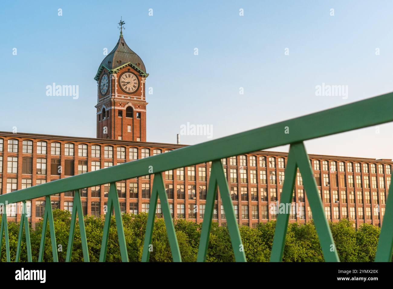 Iconic Ayer Mill clock tower and nineteenth century brick mill building ...