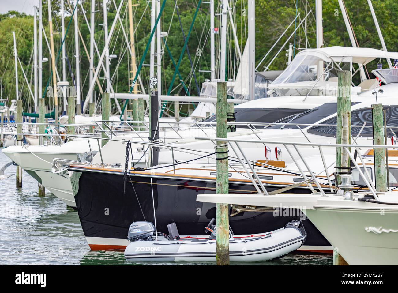 detailed image of alot of boats in a three mile harbor marina Stock ...