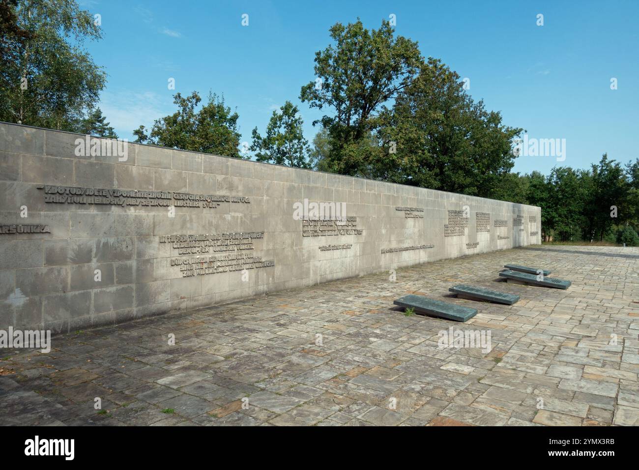 The Inscription Wall at the Bergen-Belsen Memorial site, Bergen, Lower ...