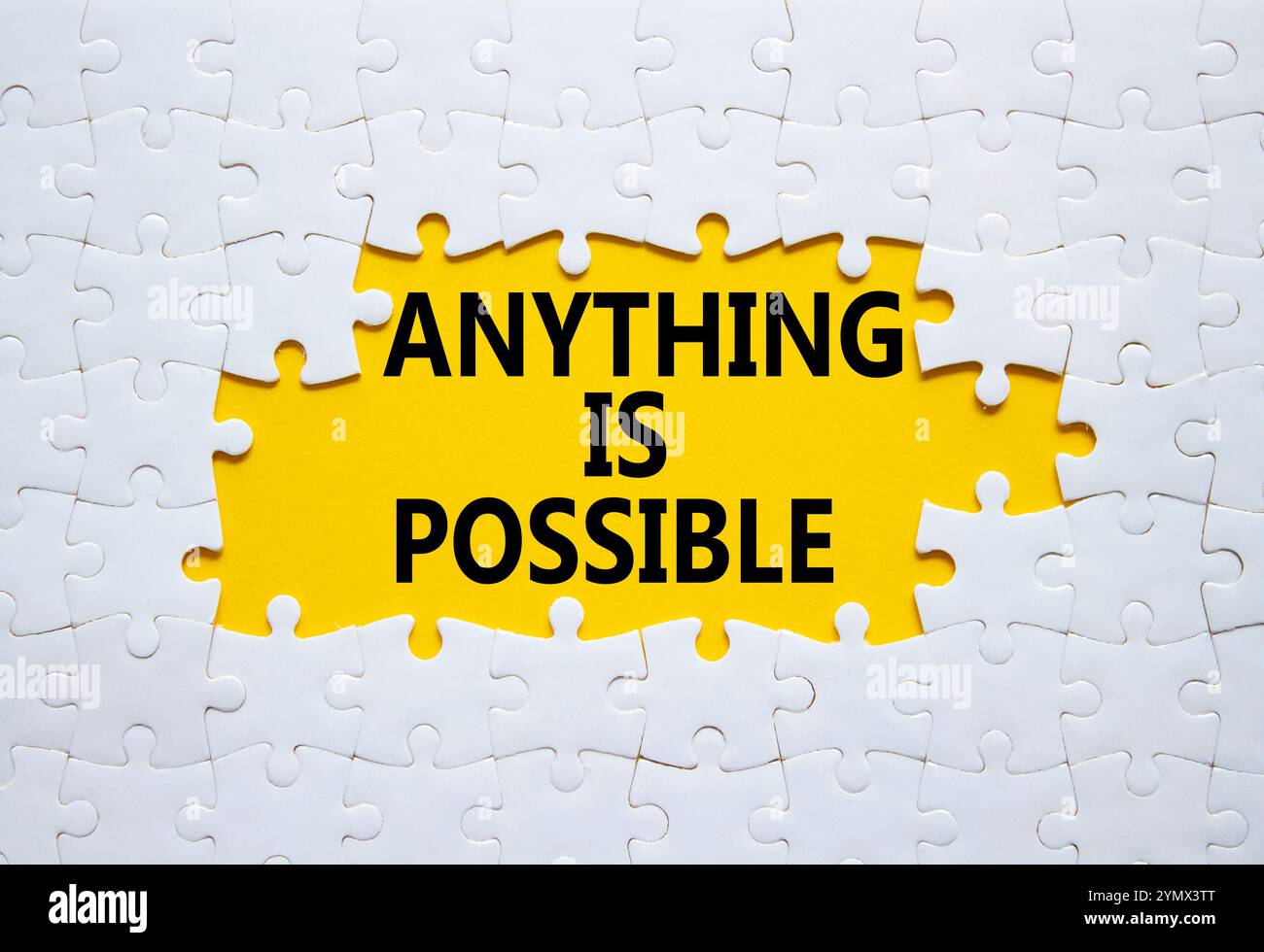 Anything is Possible symbol. White puzzle with words Anything is ...
