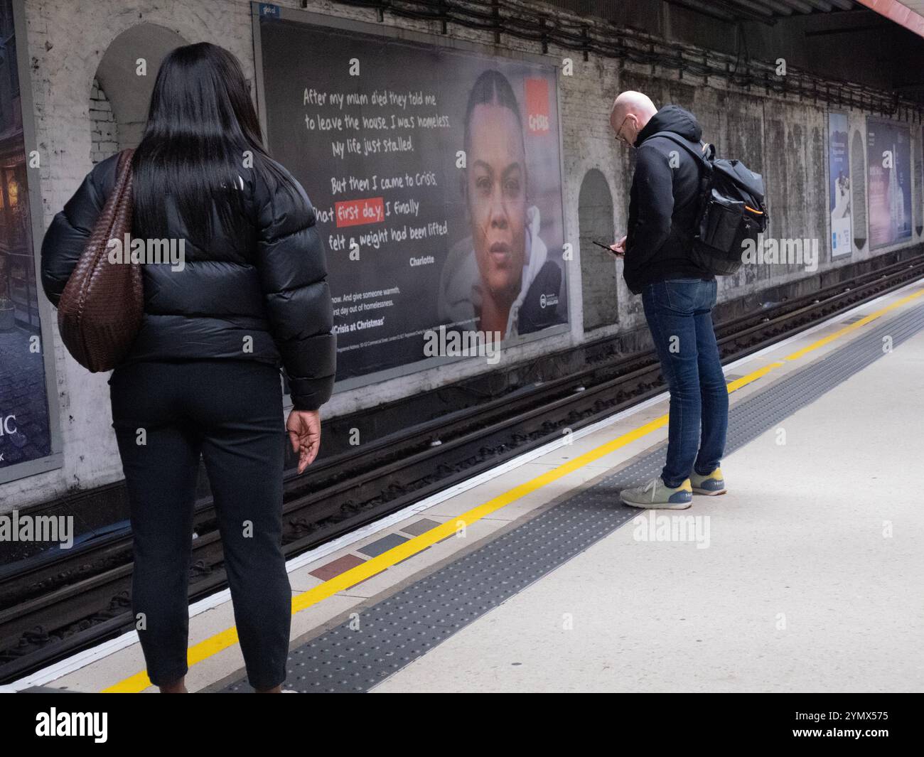 Crisis at Christmas advert poster on London Underground tube station ...