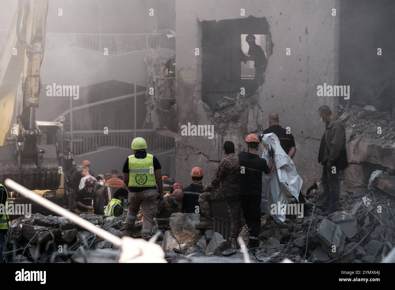 Beirut, Lebanon. 23rd Nov, 2024. Aftermath of the Israeli airstrike ...
