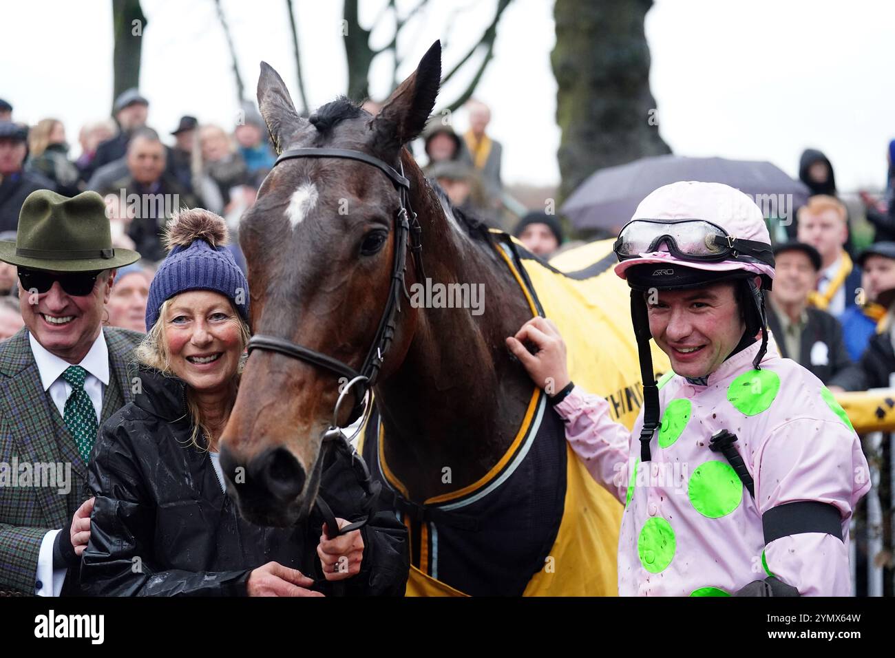 Royale Pagaille and jockey Charlie Deutsch after winning the Betfair ...