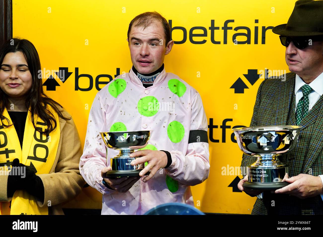 Jockey Charlie Deutsch and owner Rich Ricci after winning the Betfair ...