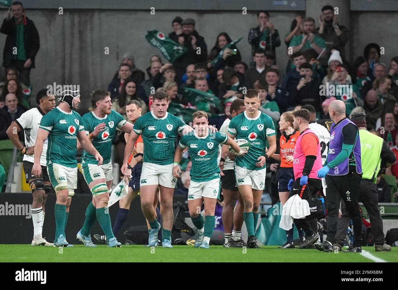 Ireland's Craig Casey celebrates scoring their side's third try of the ...