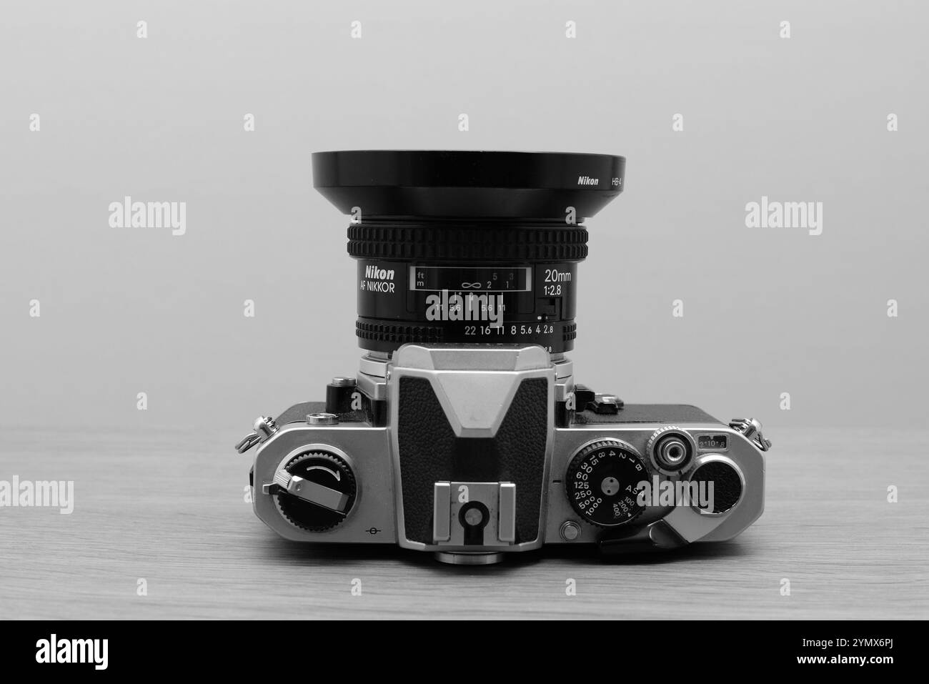 Nikon FM camera with Nikon AF 20mm 1:2.8, Produced in 1977 Stock Photo ...