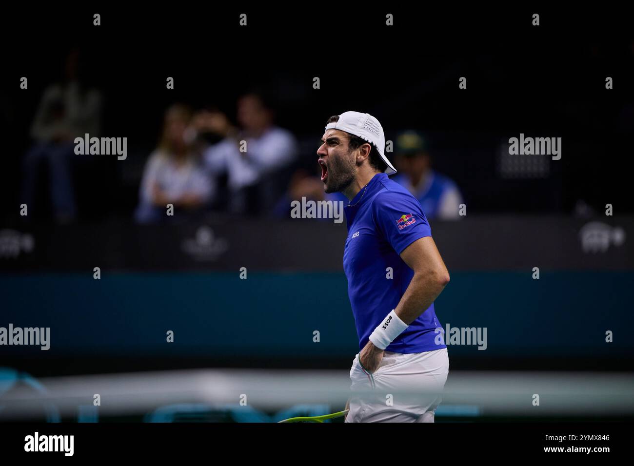 Matteo Berrettini of Italy team in action against Thanasi Kokkinakis of Australia team seen in ...