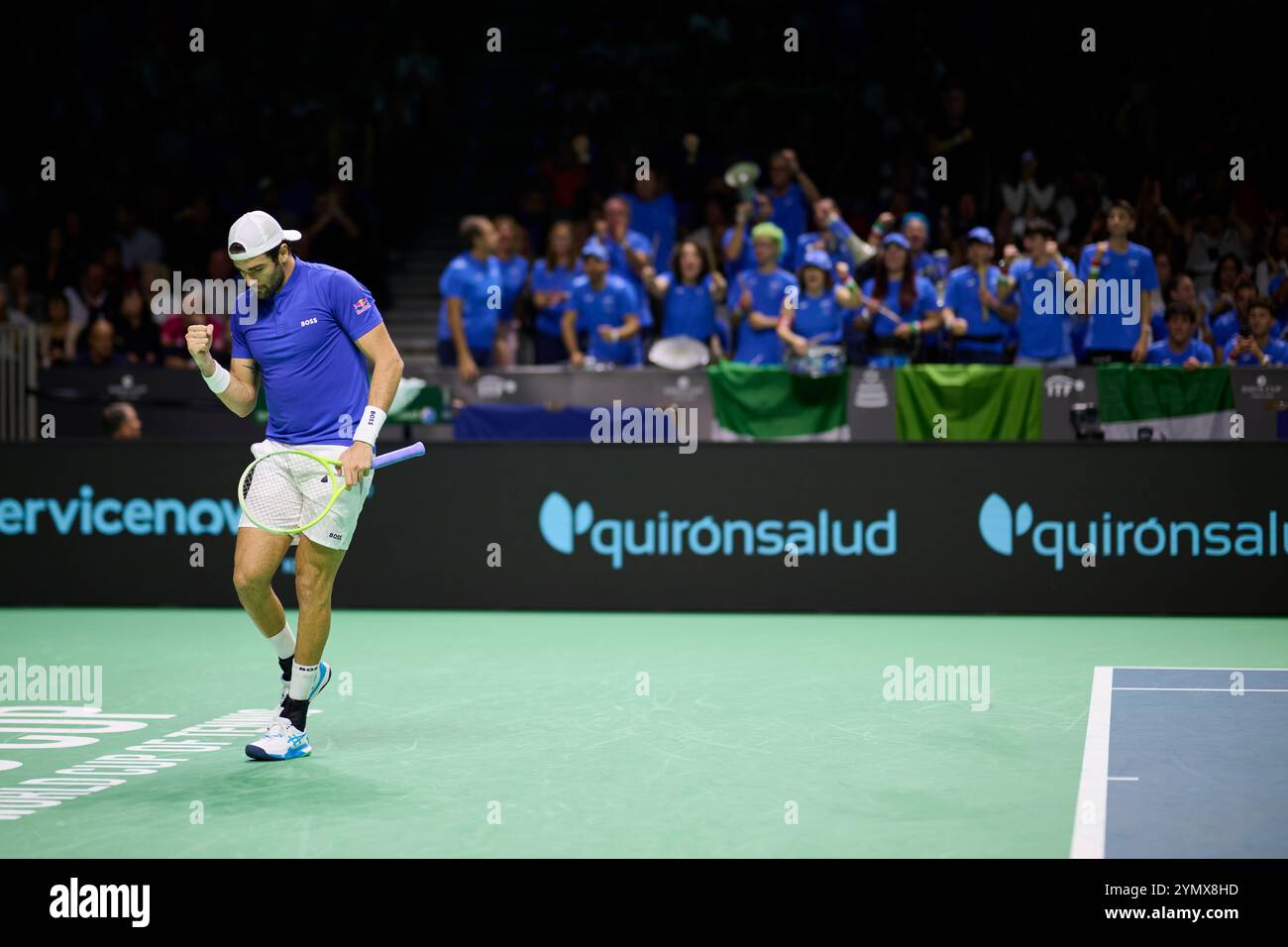 Matteo Berrettini of Italy team in action against Thanasi Kokkinakis of ...
