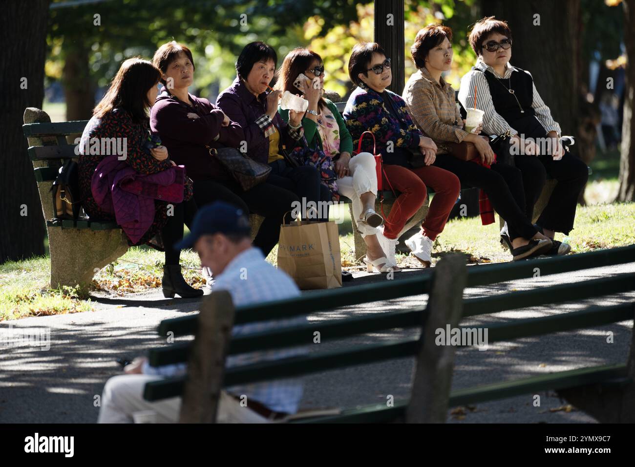Boston Common, Public Garden, city park in the Autumn, fall foliage ...