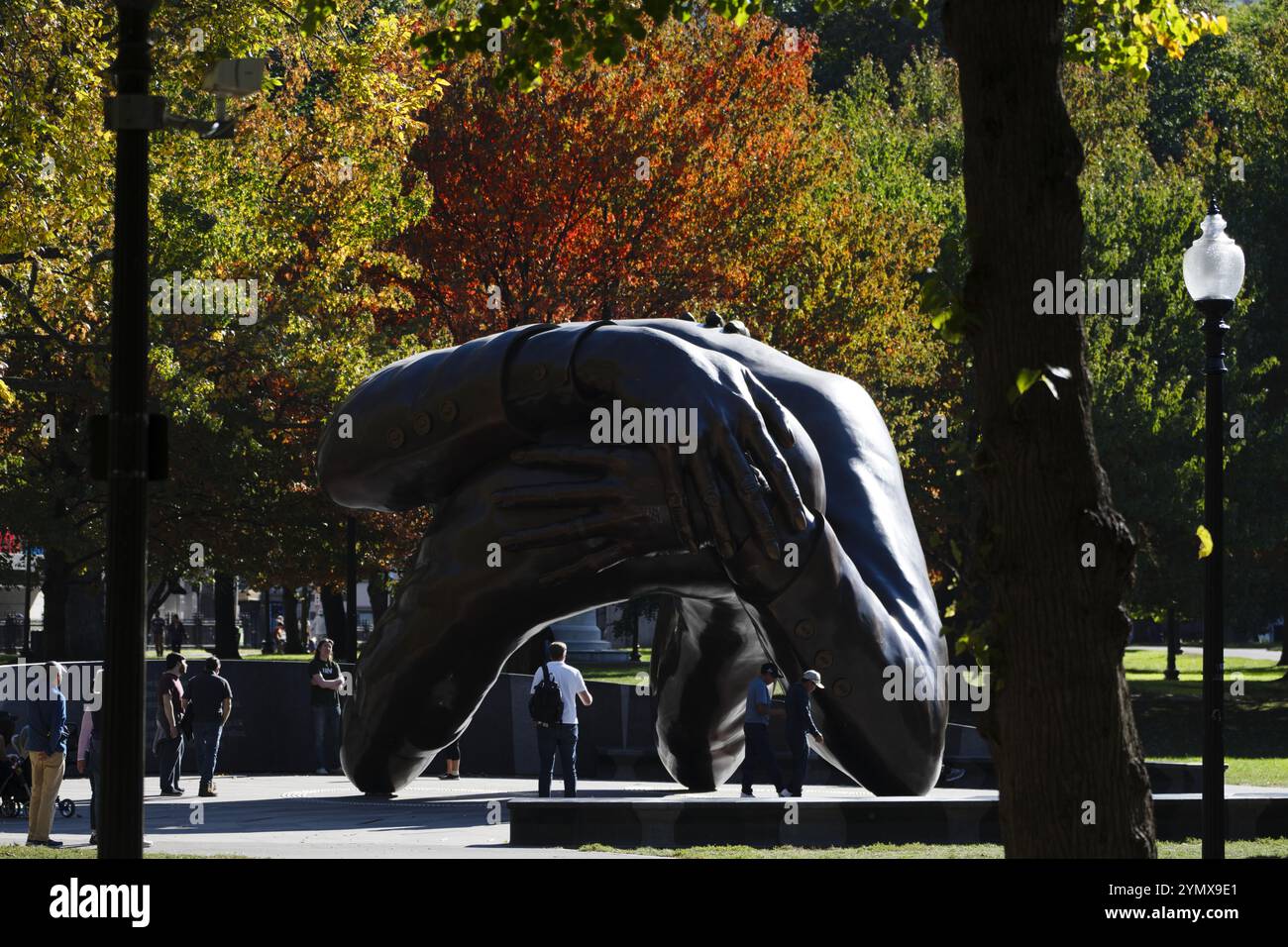Boston Common, Public Garden, city park in the Autumn, fall foliage ...
