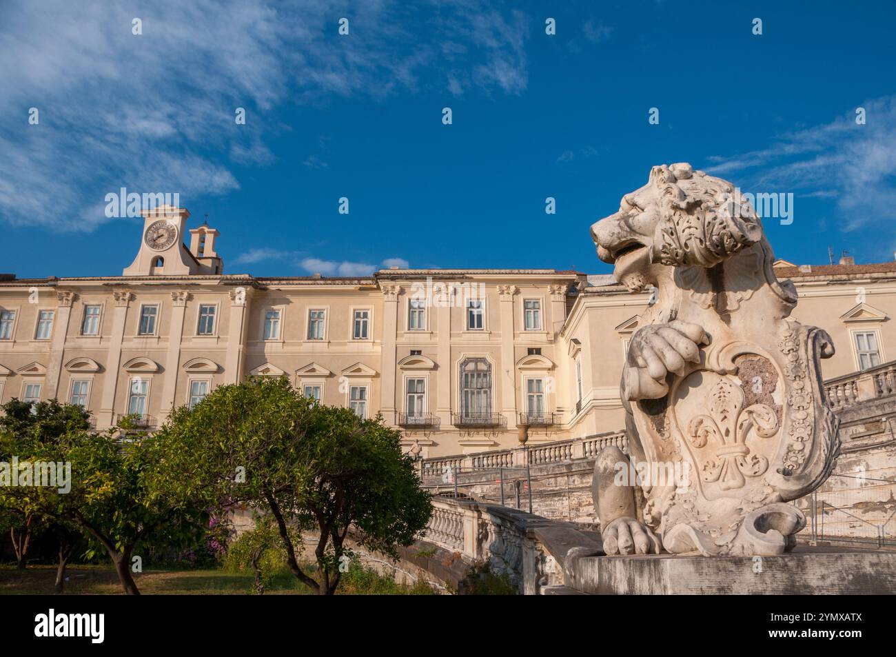 Facade towards the park of the Royal Palace of Portici, one of the ...