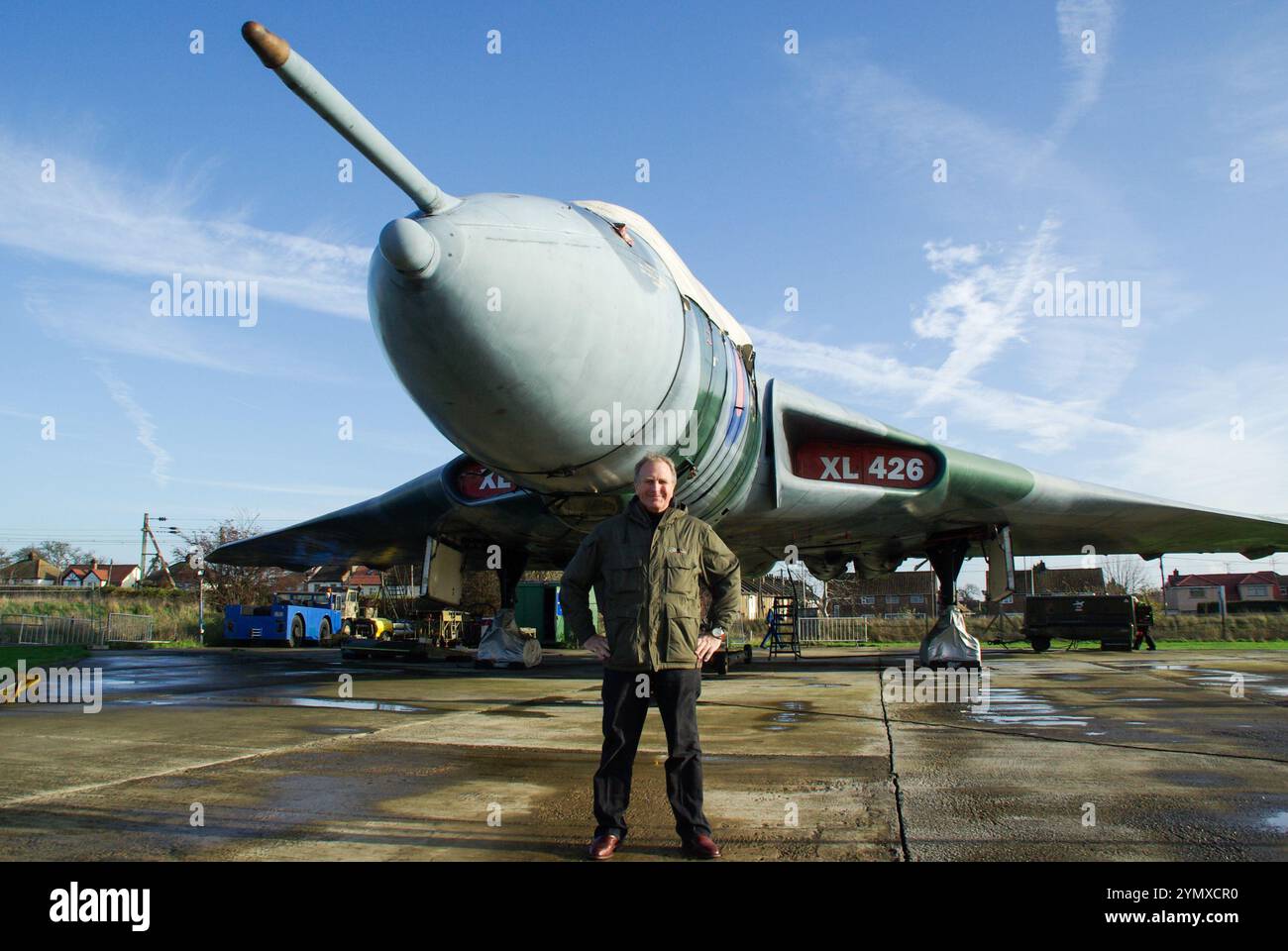 Pilot Jonathon Whaley at Southend Airport with Avro Vulcan XL426 jet ...
